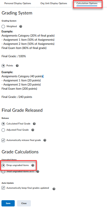 Configure the Grading to Drop Ungraded Items // Learning Technologies ...