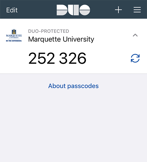 Duo Passcode Authentication | IT Services | Marquette University