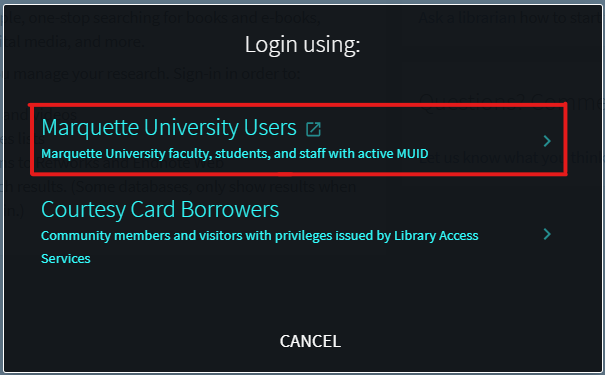 MARQCAT Help // Raynor Library // Marquette University